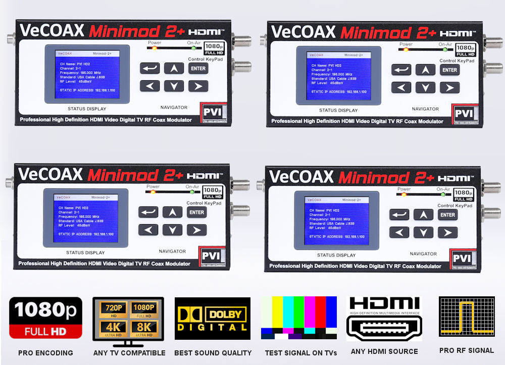 4-PACK VECOAX MINIMOD-2+ HDMI RF Modulators – Pro Video Instruments